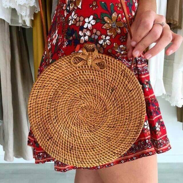 Tas Rotan Ate Bali Bulat Pita 20 | Lazada Indonesia