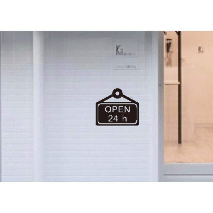 Stiker Open 24 Hours Jam Operasional Toko Warnet Cafe Signage Sticker ...