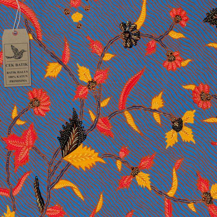 kain batik - Motif Bunga Manis (Biru) (Ukuran 2 Meter Lebih) | Lazada ...