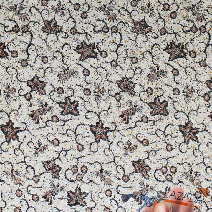 kain batik - Motif Batik Classic Bunga Bintang Burung (Putih & Gading ...