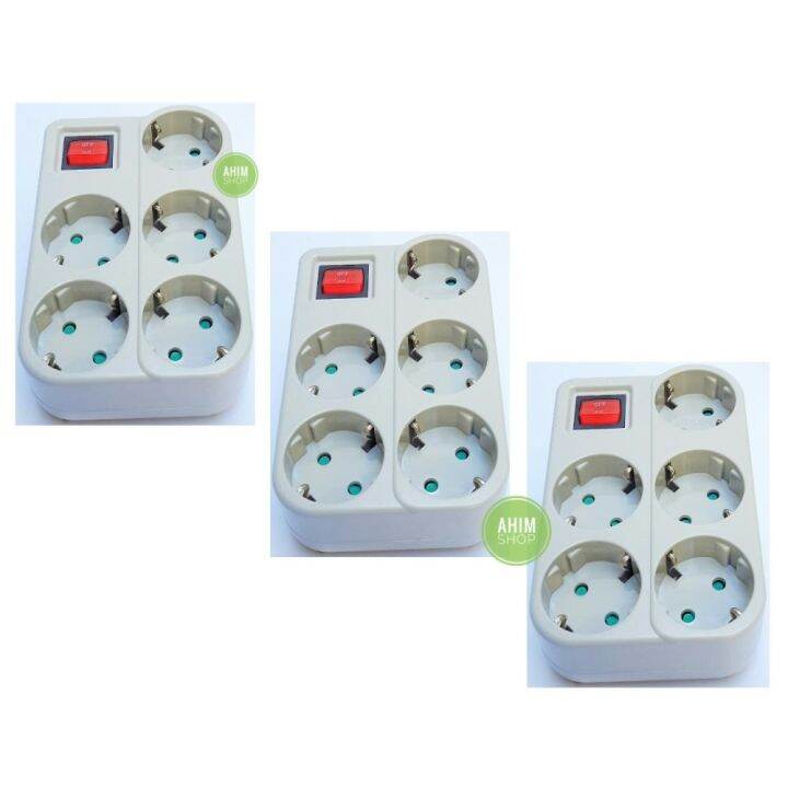 3pcs Uticon Stop Kontak Steker Arde 5 Lubang Multisocket Saklar 1