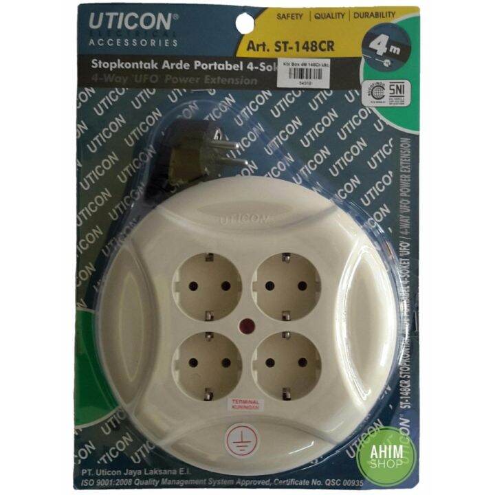 UTICON® Kabel Box Roll 4M Stop Kontak Arde Portabel 4 Lubang + Steker ...