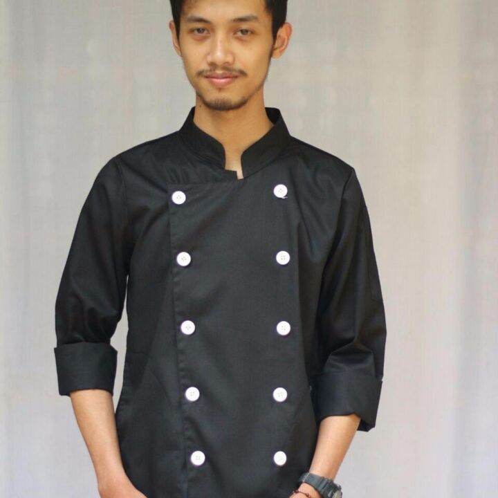 Baju Chef warna hitam polos pris | Lazada Indonesia