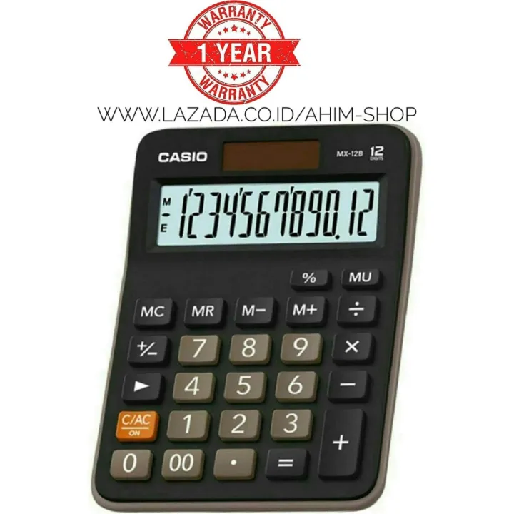 CASIO Calculator MX-12B Kalkulator 12 Digit Tenaga Baterai & Matahari – BLACK | Lazada Indonesia