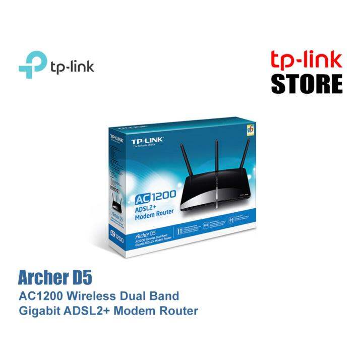TP-LINK Archer D5 AC1200 Wireless Dual Band Gigabit ADSL2+ Modem Router ...