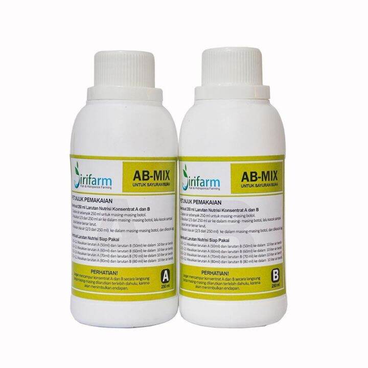 Jirifarm Hidroponik Pupuk AB Mix Sayuran Buah Kemasan Botol 250 mL ...