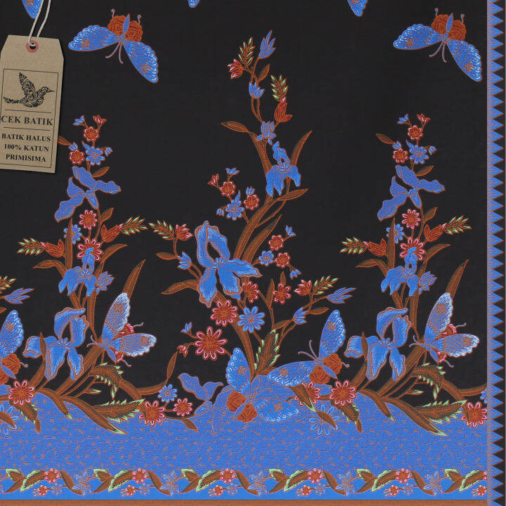 kain batik - Motif Batik Unik Hitam Manis (Kupu Biru) (Ukuran 2 Meter ...