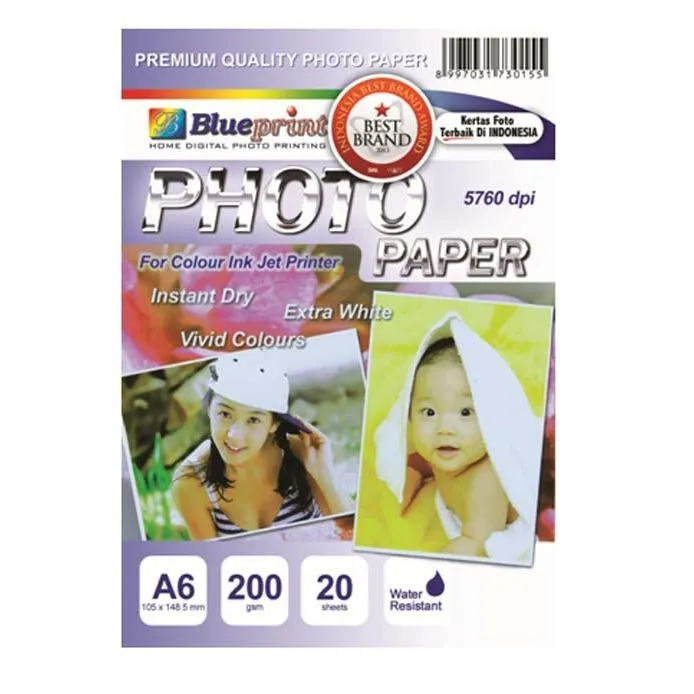Blueprint Photo Paper (BP-GPA6200) - A6, 20 Sheet, 200 Gsm, Cast ...