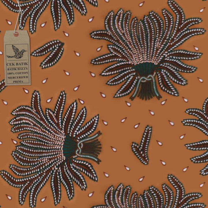 kain batik - Motif Batik Classic Unik Padi Hijau warna Dasar Coklat ...