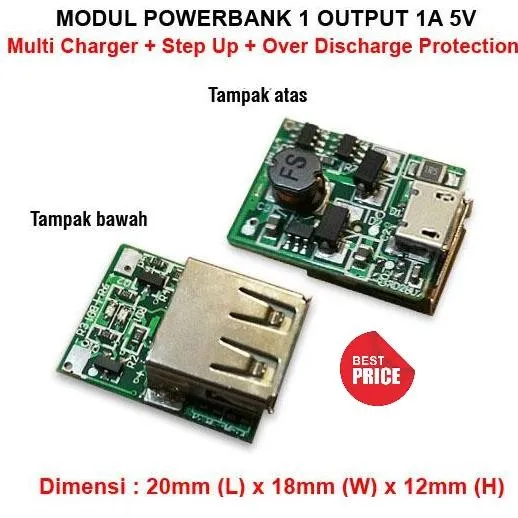 Modul Powerbank 1 Slot Multi Charger + Step Up + Protection 5v 1A ...