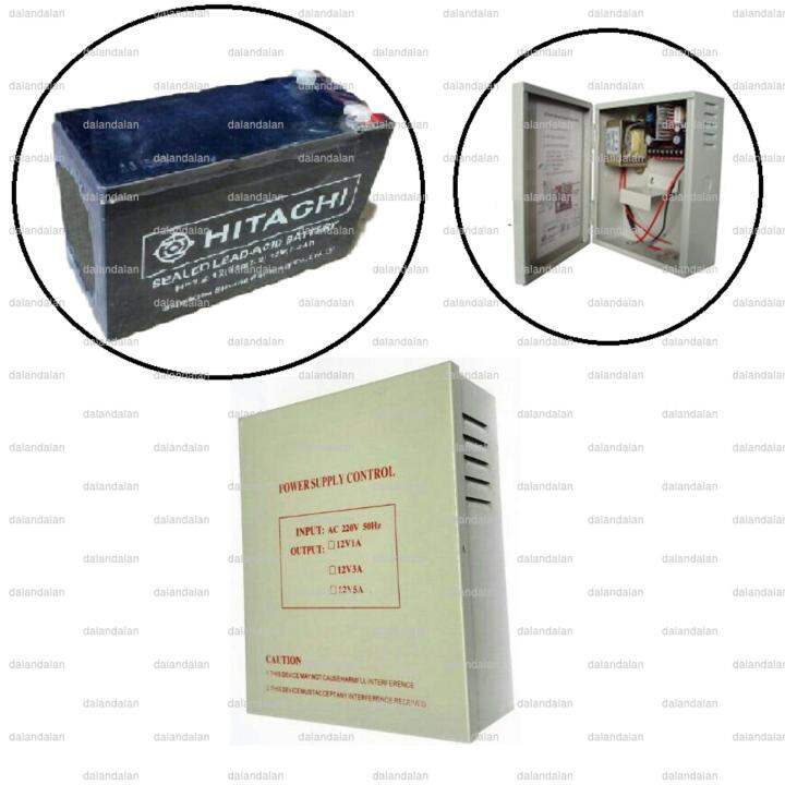 POWER SUPPLY 12V 5A RFID ACCESS DOOR CONTROL + BATERAI BATTERY BATTRE ...