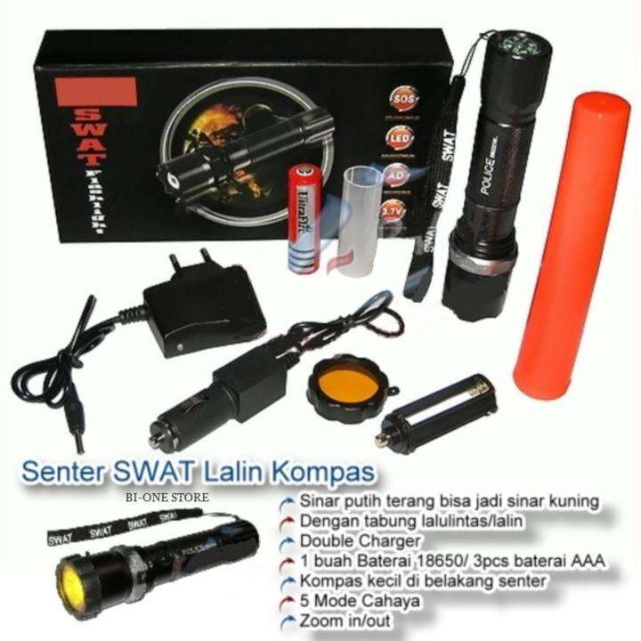 Senter Swat police 99000 W + Kompas | Lazada Indonesia