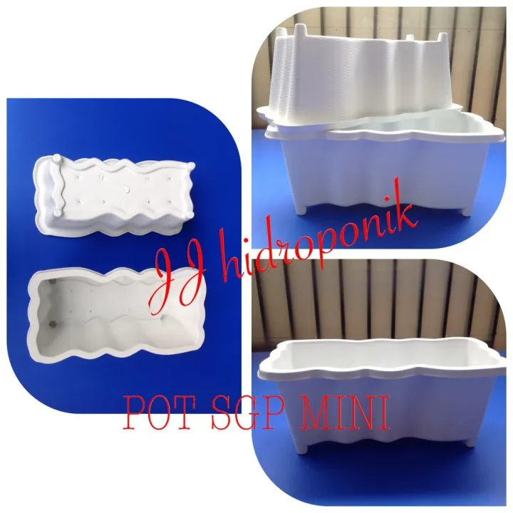 Pot Plastik Putih Mini Persegi Panjang Untuk Tanaman Dan Bunga 3 pc ...