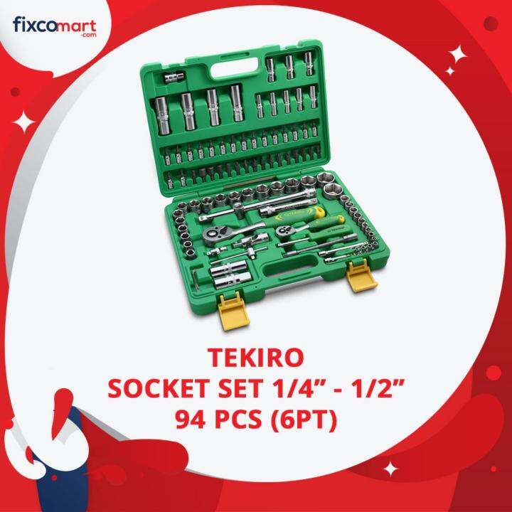 Tekiro Socket Set 1/4"-1/2" 94 Pcs 6PT / Tekiro Kunci Sock Set 1/4 Inch - 1/2 Inch 94Pcs / Sok ...