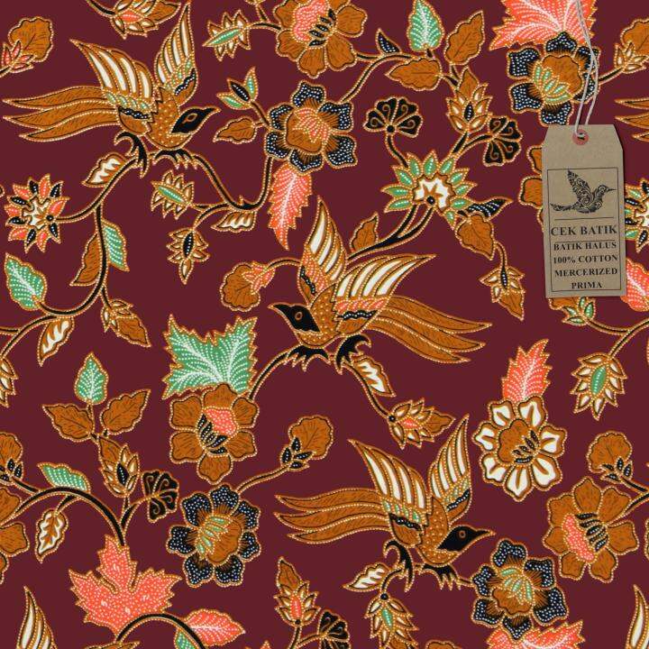 kain batik - Motif Batik Unik Bunga Burung (Merah Hati) (Ukuran 2 Meter Lebih) | Lazada Indonesia