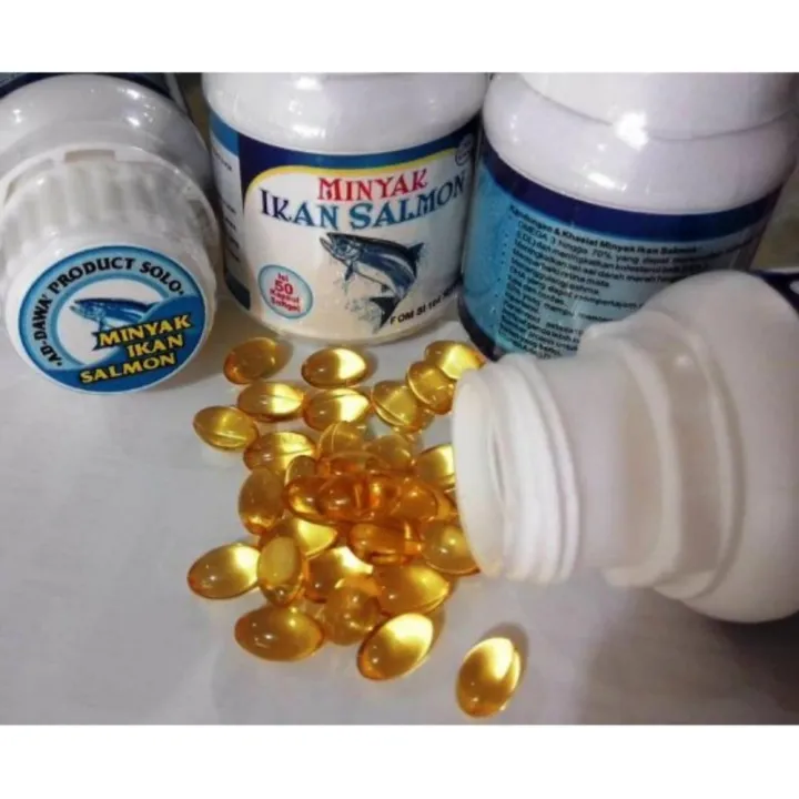 2 Botol Minyak Ikan Salmon Omega 3 isi 50 Kapsule Softgel Per Botol ...
