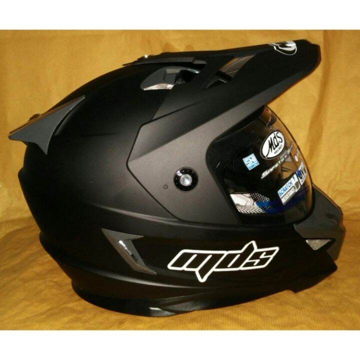 Helm MDS Super Pro / MDS Supermoto hitam doff / full face trail ...