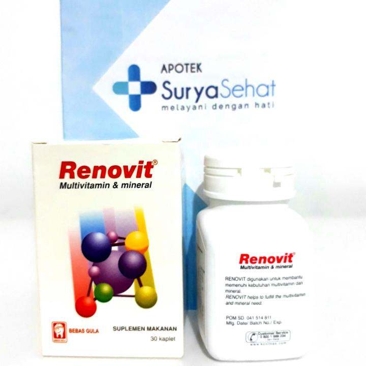 Renovit Botol 30 kaplet Multivitamin Dan Mineral BEBAS GULA Konimex ...