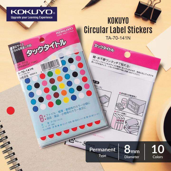 KOKUYO TA-70-141N 10-color circular label sticker diameter 8mm | Lazada
