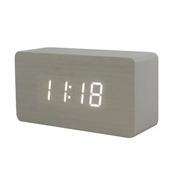 Office Desk Wooden Digital Alarm Clock style:White Bottom+White Word ...