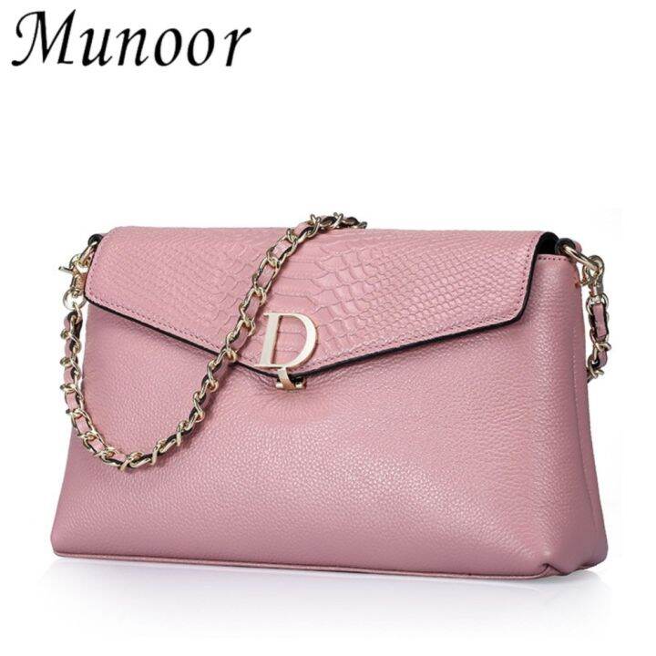 Munoor ผู้หญิงกระเป๋าคลัทช์อิตาลี 100% หนังวัวแท้กระเป๋าสะพายแฟชั่น (สี ...