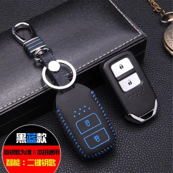 Honda BRV , CRV , HRV 2 Button (Blue) Leather Metal Remote KEYLESS ...