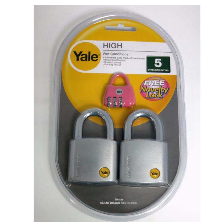 Yale Y120/50/127/2 50mm Boron Steel Shackle Brass Padlocks with Key ...