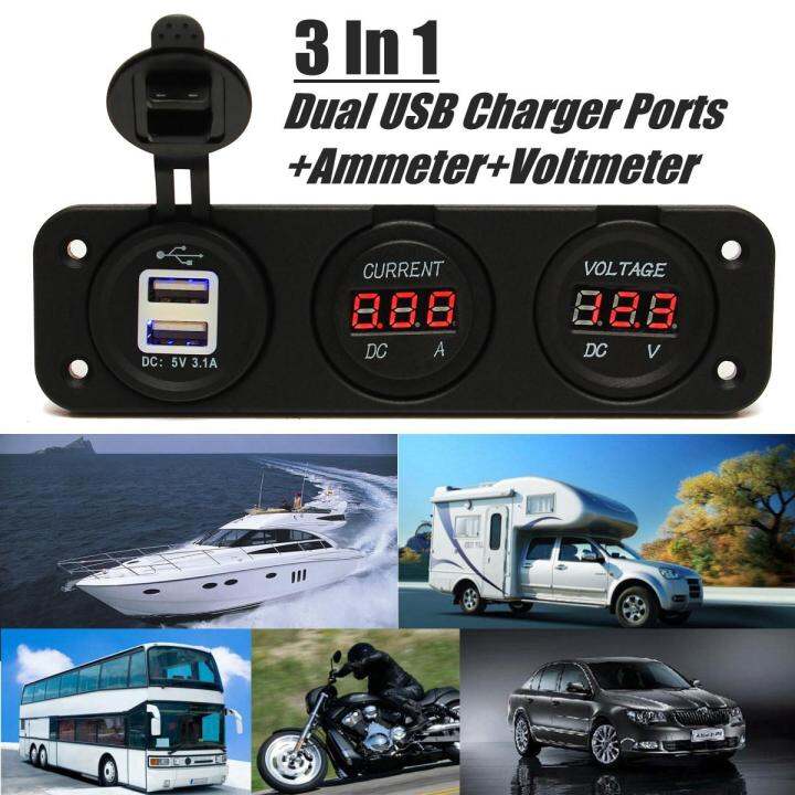 USB Charger Dual Ports Digital LED Car Ammeter 10A Voltmeter DC 30V ... USB Charger Dual Ports Digital LED Car Ammeter 10A Voltmeter DC 30V ...