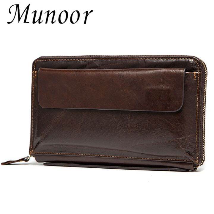 Munoor หนังวัวแท้บุรุษธุรกิจกระเป๋าคลัทช์กระเป๋าเดินทางผู้ถือ | Lazada ...
