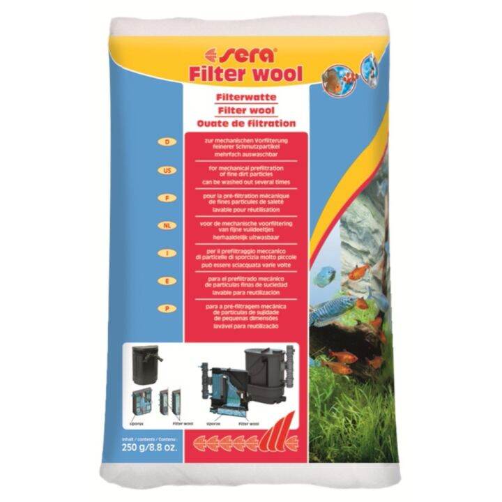 SERA Filter Wool 250g (Filtration) (Canister Filter Media) (Hang On Filter Media) (Fibers ...