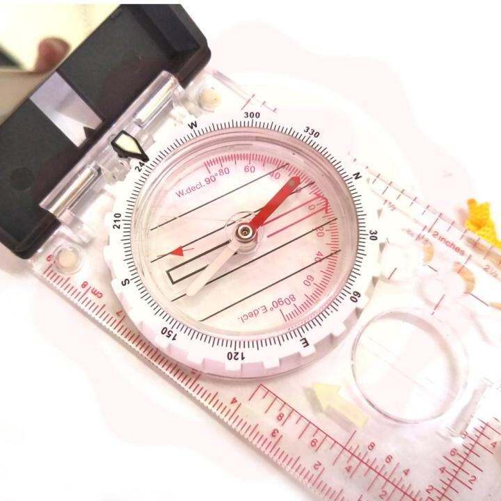 Folding Map Compass Mirror Liquid Filled Reading Magnifying Lanyard ...