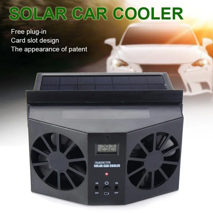 Solar Powered Auto Window Air Vent Cool Dual Fan Cooler Ventilation ...