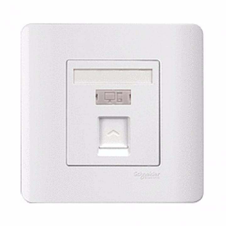 Schneider Zencelo 1 Gang Data Socket Category 6 on Shuttered Wallplate ...