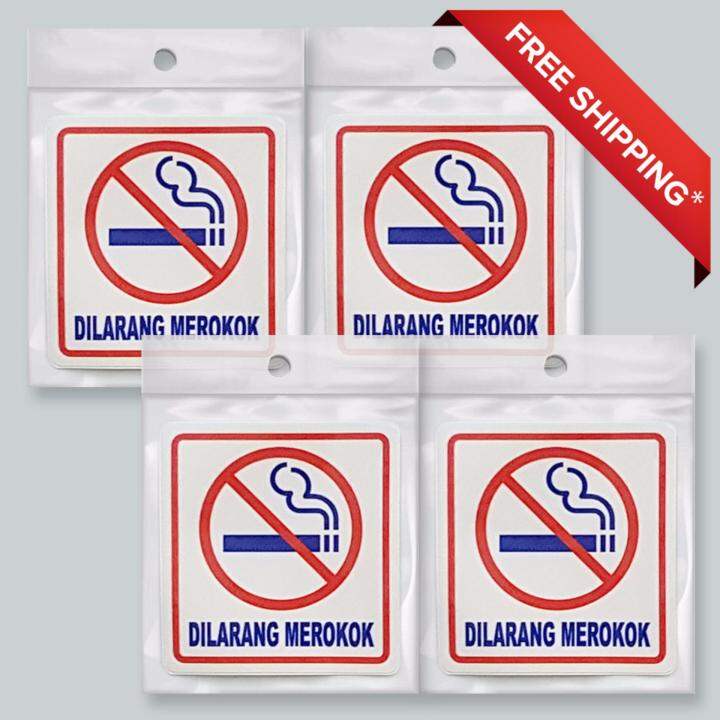 STICKER DECOR | Dilarang Merokok | No Smoking | 禁止抽烟 | Blue and Red ...