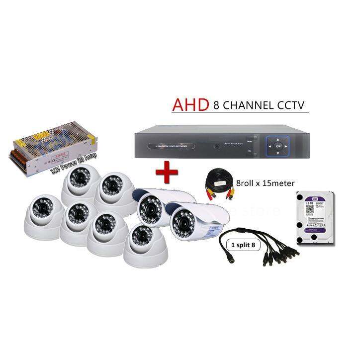 8 Channel CCTV AHD + DVR + NVR CCTV P2P Network HD Recorder Set 4 + 1 ...