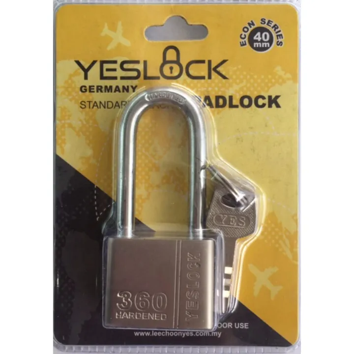 YESLOCK Germany Standard Shackle Long Neck Padlock Econ Series 40mm ...