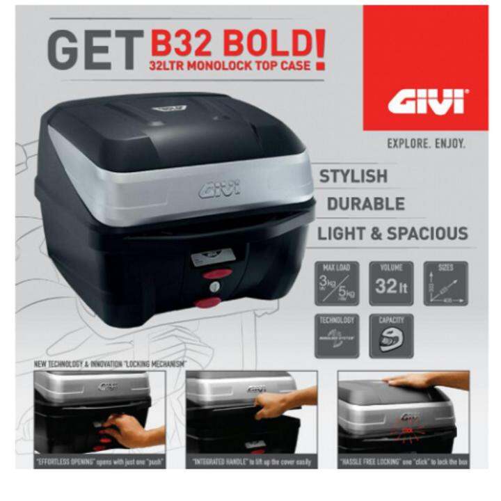 GIVI BOX B32N BOLD (32 LTR MONOLOCK SYSTEM) WITH BASE PLATE | Lazada