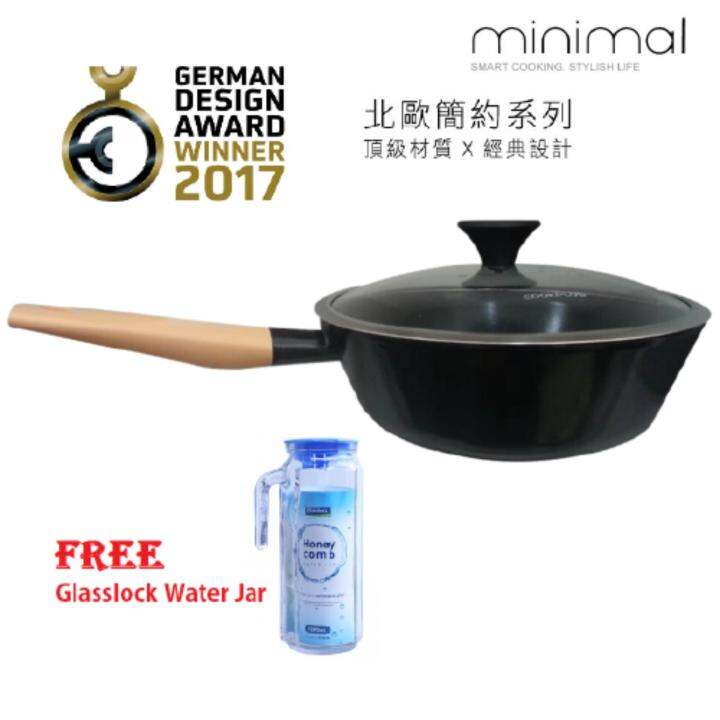 【WUCHT】Lock & Lock Minimal 28cm Frying Wok With Glass Lid - Black ...