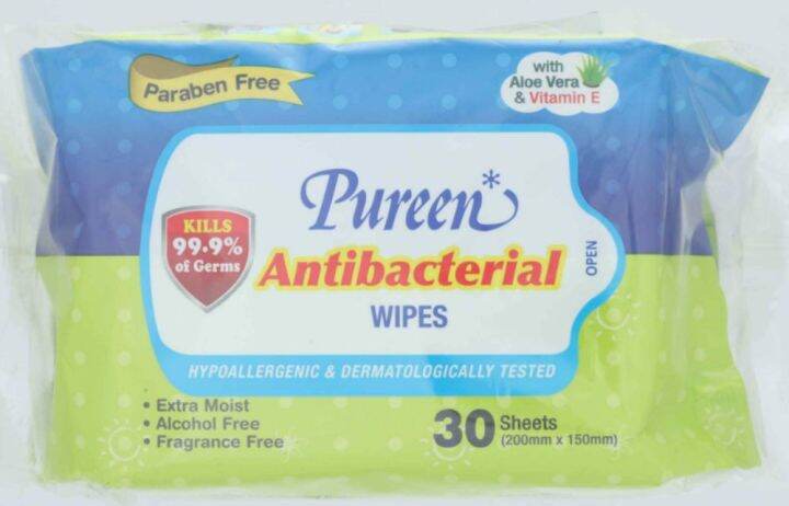 Pureen Antibacterial Wipes 2 x 30s | Lazada