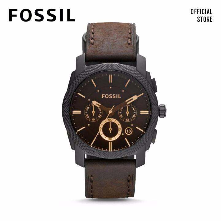 Fossil Machine Chrono Dark Brown Leather Watch FS4656 | Lazada