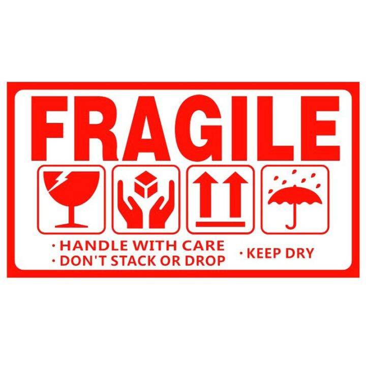 Warning Fragile Sticker 5cm X 9cm 100pcs For Box , Courier Bag ,Parcel ...