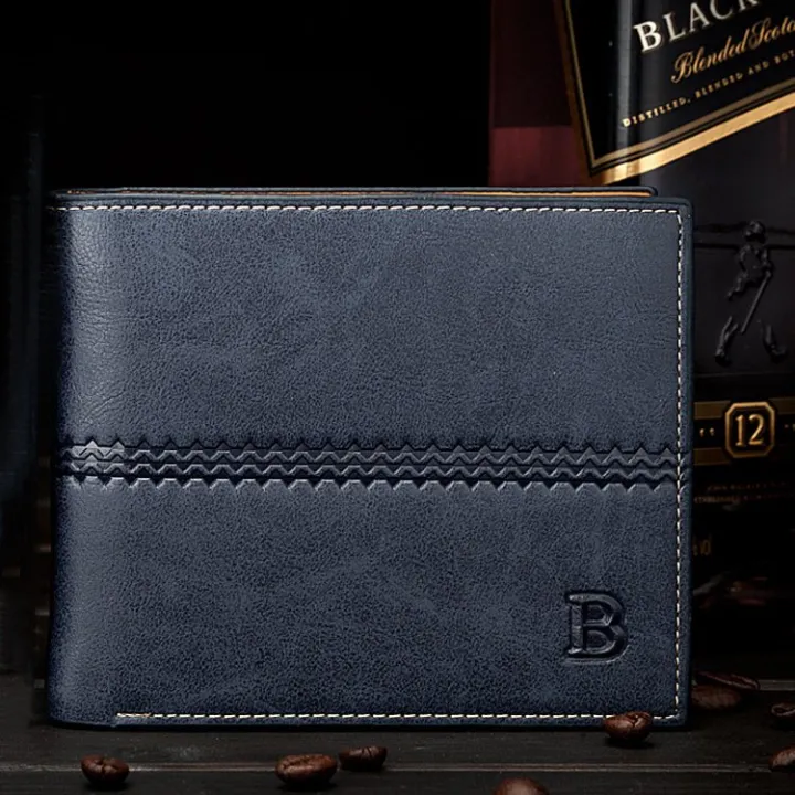 BOGESIกระเป๋าสตางค์ผู้ชายRetro PUกระเป๋าพับได้Manกระเป๋าสตางค์ใส่ ...