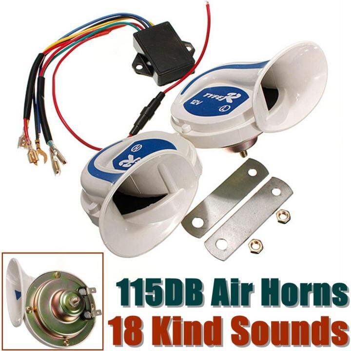 12V Electric Digital Siren Snail Loud 115DB Air Horns 18 Kind Sound Car ...