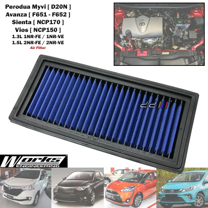 Perodua Aruz Works High Flow Engine Air Filter Kit | Lazada