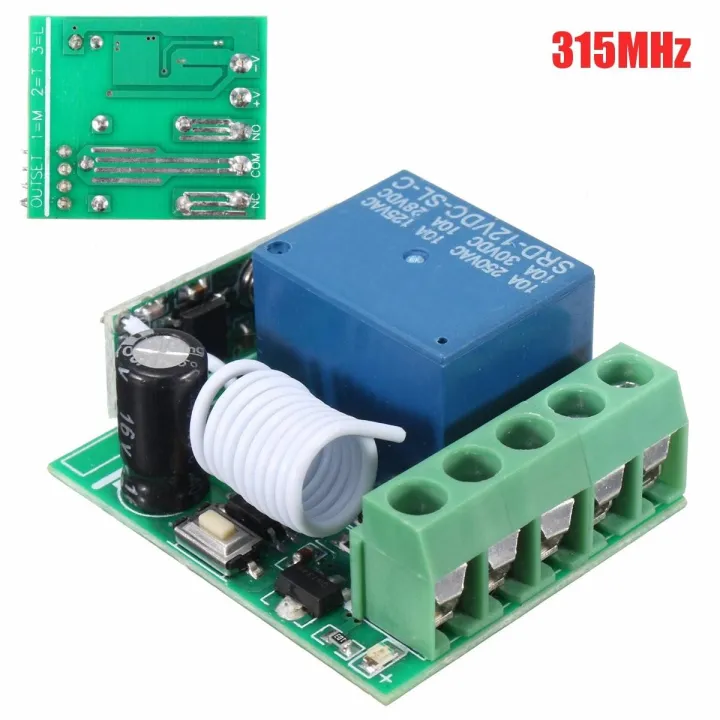 315MHz 1Channel Wireless Relay RF Remote Control Switch Receiver DC12V ...