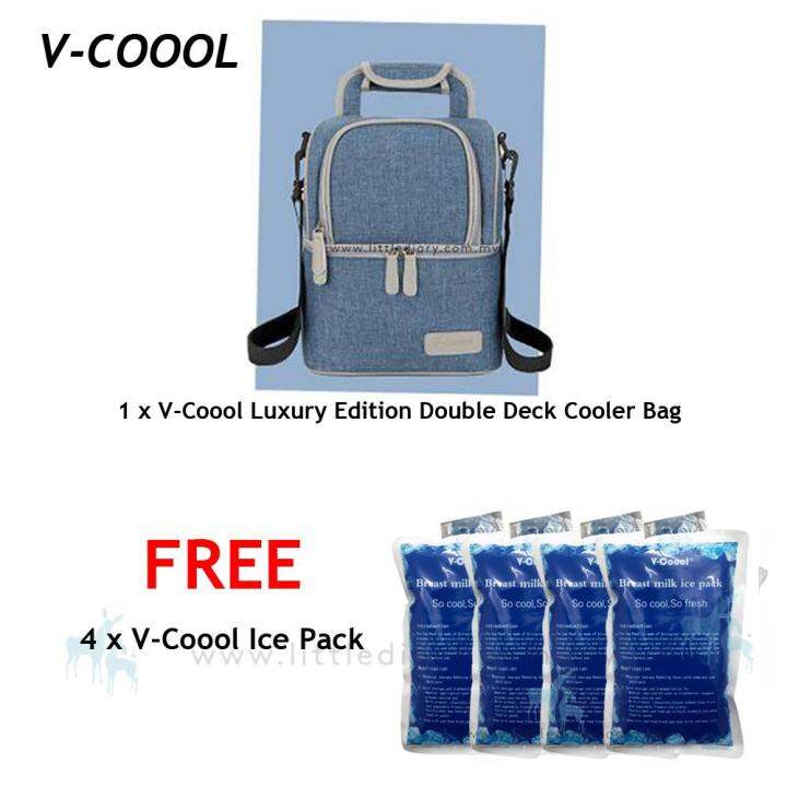 V-Coool Luxury Edition Double Deck Cooler Bag Free 4 Ice Pack | Lazada