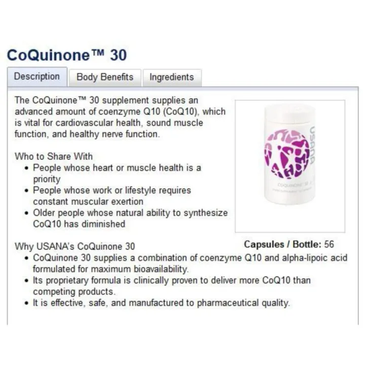 USANA CoQuinone ( 56 capsules ) | Lazada