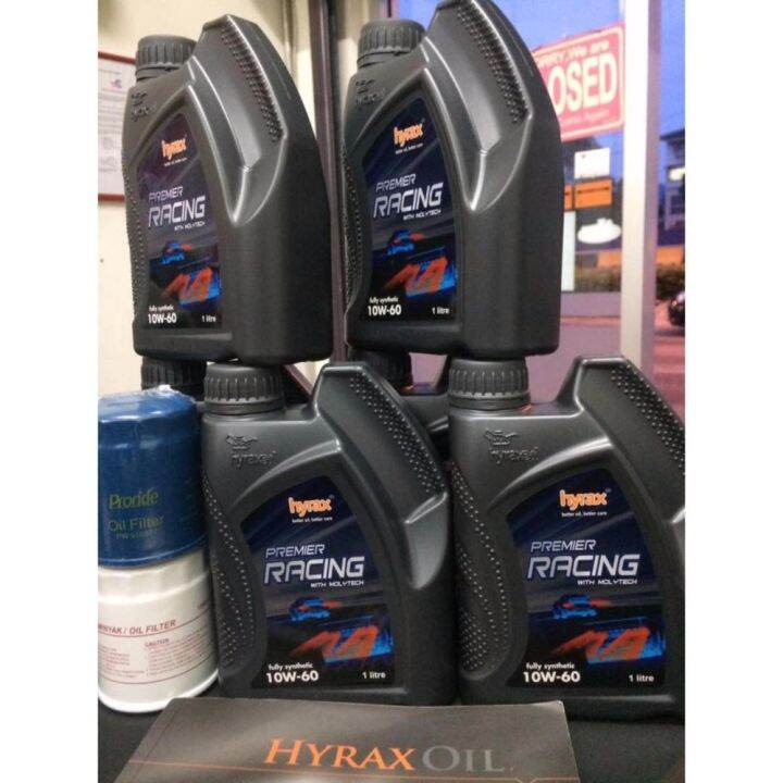 RACING ENGINE OIL FULLY SYNTHETIC 10W-60 HYRAX OIL ( 4L ) | Lazada
