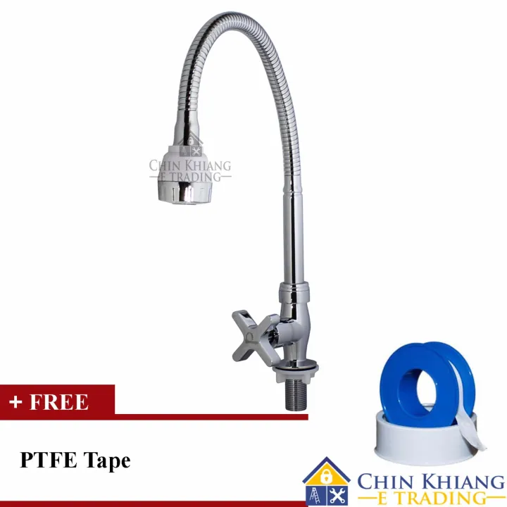 Flamingo FMG809 Pillar Flexible Kitchen Sink Water Tap Faucet Cross ...