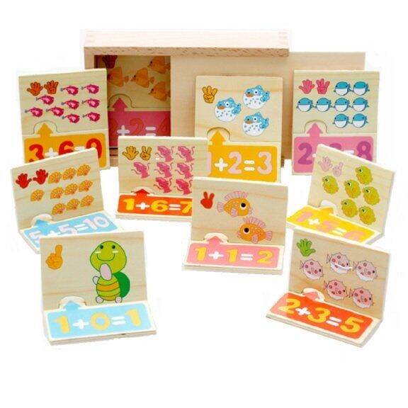 Wooden Arithmetic Digital Card Wooden Learning Mathematics Puzzle Card ...